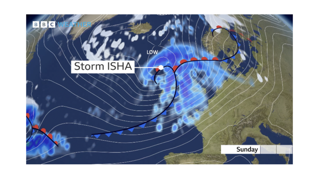 Storm Isha: Dramatic weather change ahead with new storm named - BBC News