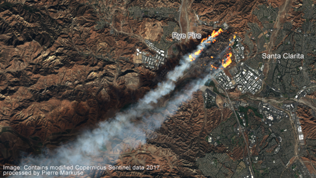 California wildfires: Flames seen from space - BBC News