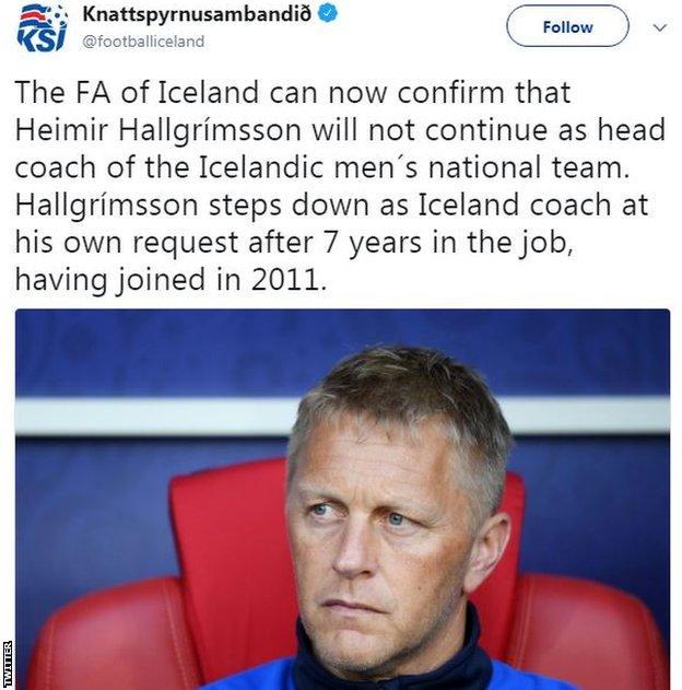 Iceland coach Heimir Hallgrimsson quits after country's first World Cup ...