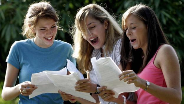 Record university offers as top A-level grades slip - BBC News