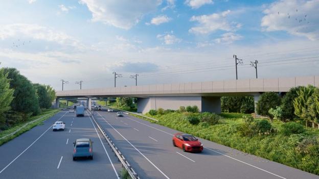 M42 shuts over Christmas for HS2 bridge preparation - BBC News