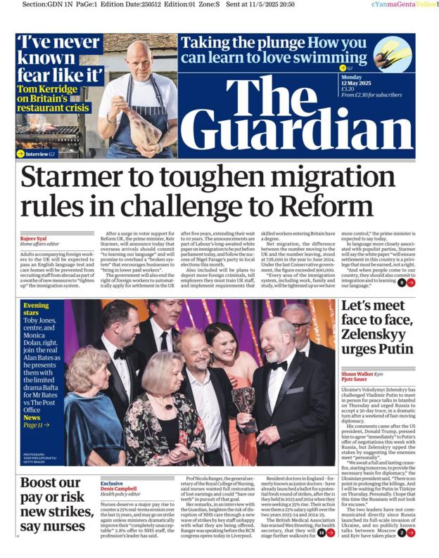 Scotland's papers: Labour's migrant 'blitz' and Bafta winners - BBC News