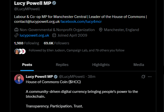Minister Lucy Powell's X account hacked to promote crypto scam - BBC News