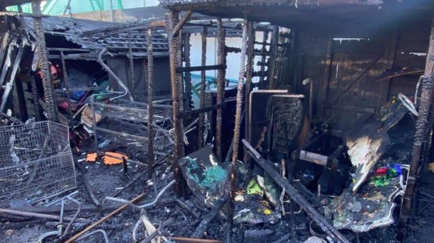 Crews tackle waste and tyres fire at yard near Basildon and A127 - BBC News