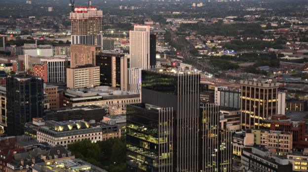 Birmingham skyline captured from city's tallest building - BBC News