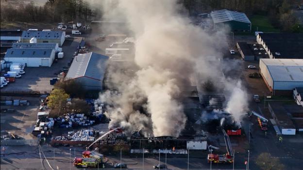 Six in hospital after industrial estate fire in Cumbernauld - BBC News