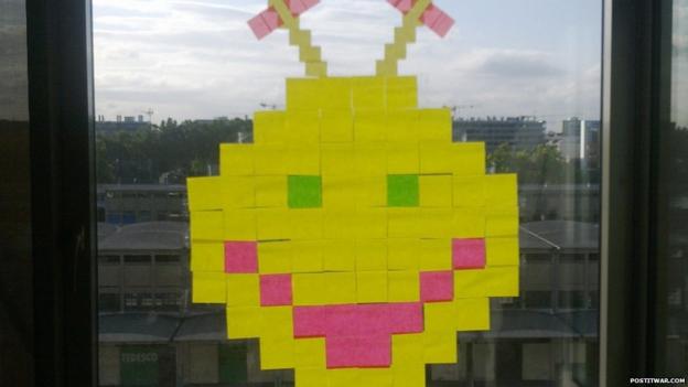 Sticky note artwork at the office - BBC Newsround