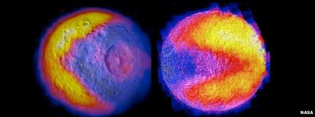 'Pac-Man' in Saturn moon Tethys is a repeat performance - BBC News