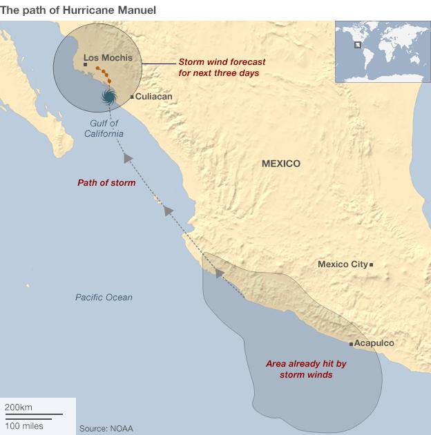 Mexico storms: Hurricane Manuel makes landfall - BBC News