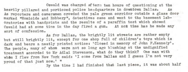 Reporting JFK's assassination: A BBC correspondent's notes - BBC News