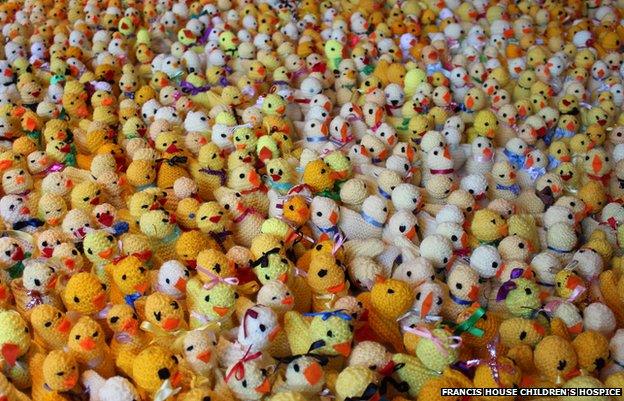 Easter appeal sees hospice receive 6,300 knitted chicks - BBC News