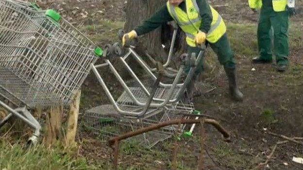 Cwmbran named as dumped shopping trolley blackspot - BBC News