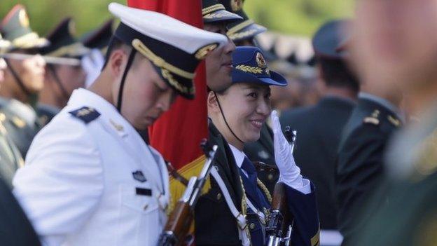 China: Female guards debut in military parade - BBC News