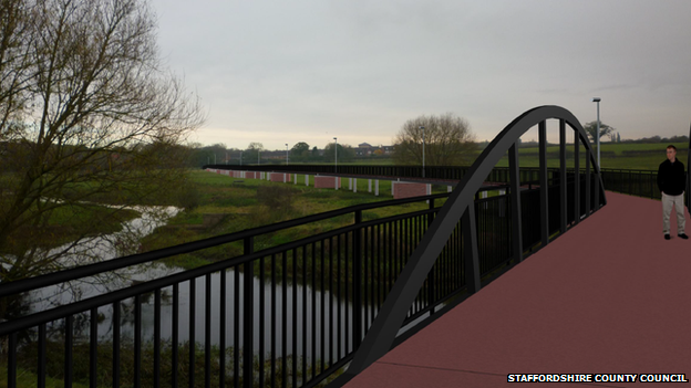 Work begins on £1.6m Stafford cycle bridge - BBC News