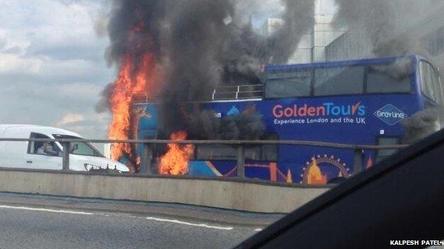 Coach fire closed A40 in west London during evening rush - BBC News