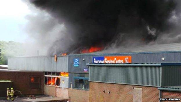 Crews tackle fire at Brick Fabrications factory in Pontypool - BBC News