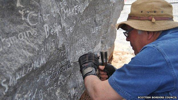 Kelsae Stane: £40,000 public artwork is unveiled in Kelso - BBC News