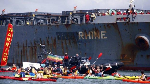 South Pacific climate activists blockade Australia port - BBC News