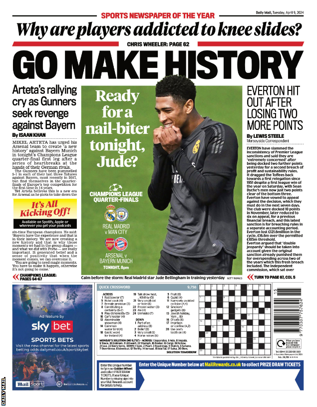Tuesday's back pages - BBC Sport