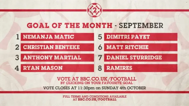 Match of the Day 2: Vote for the September Goal of the Month - BBC Sport