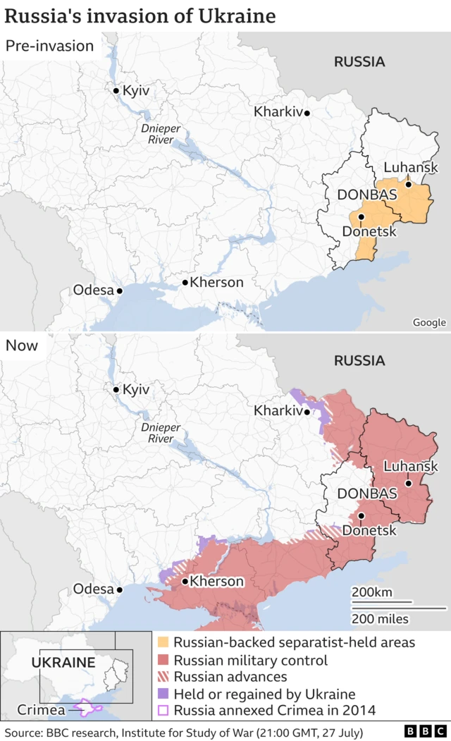 Ukraine war: Russian strike kills five in central Ukrainian city - BBC News