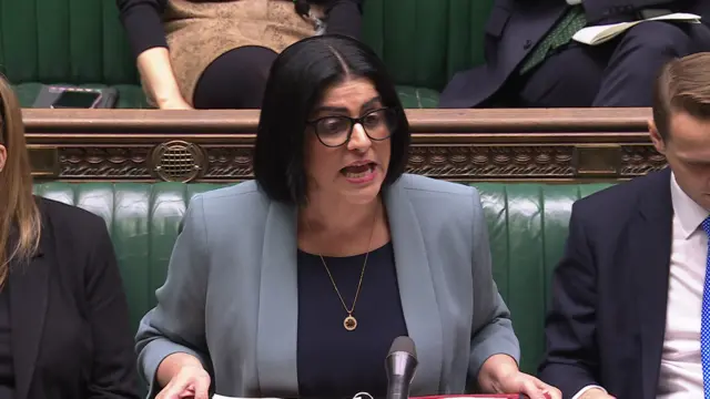 Home secretary speaking in the Commons after saying asylum reforms will ...