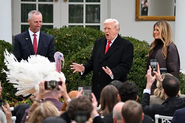 Trump pardons turkeys ahead of Thanksgiving - BBC News