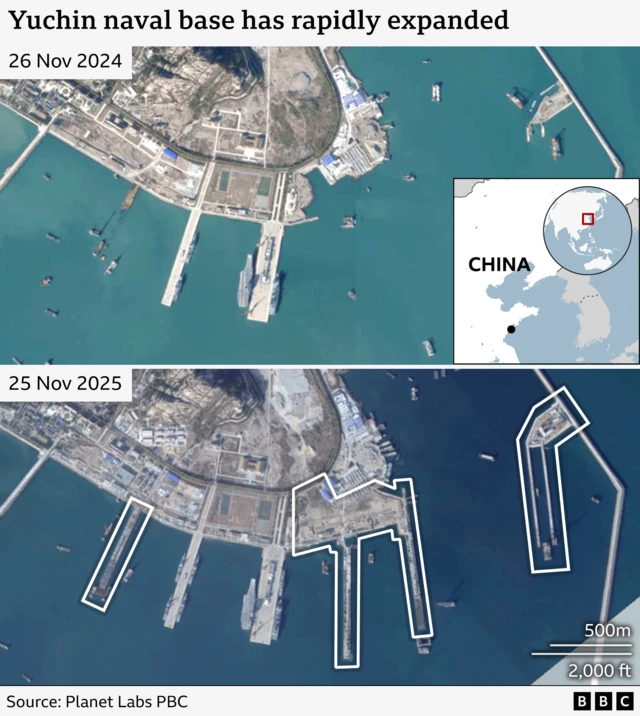 BBC Verify Live: China navy task force spotted in new satellite images ...