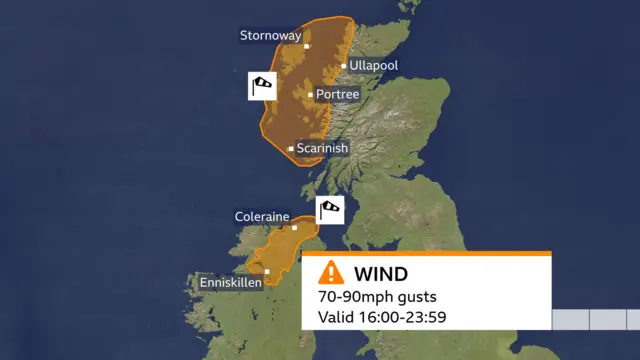 Amber warnings for wind in parts of Scotland and Northern Ireland as ...