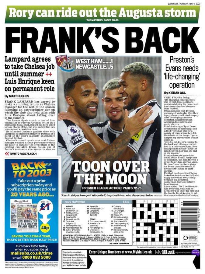Thursday's back pages - BBC Sport