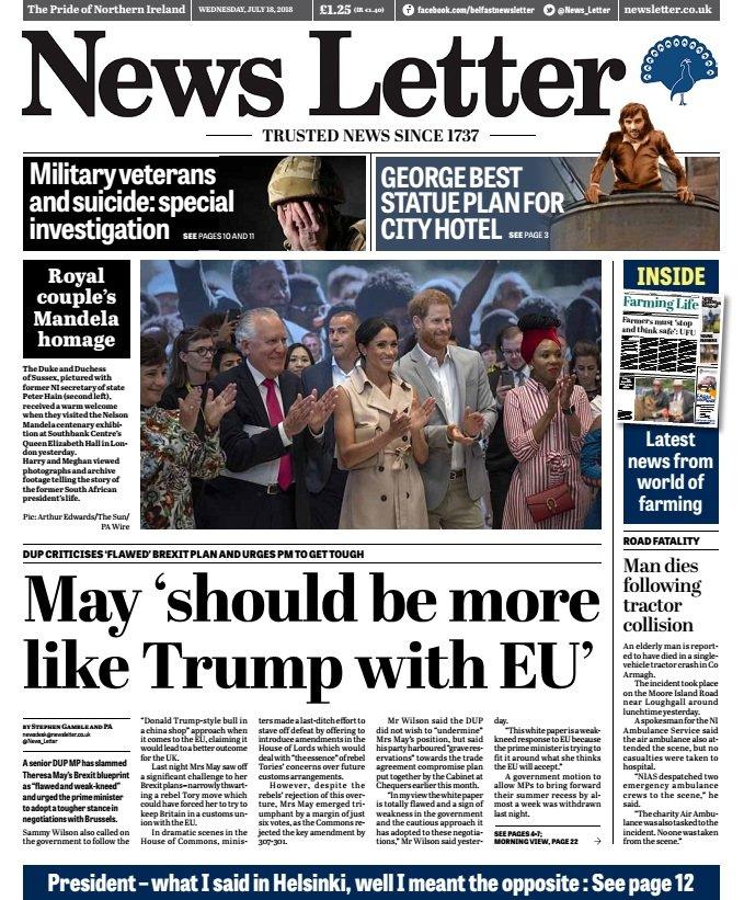 NI Paper Review: May's visit to NI and Belfast's Best view - BBC News