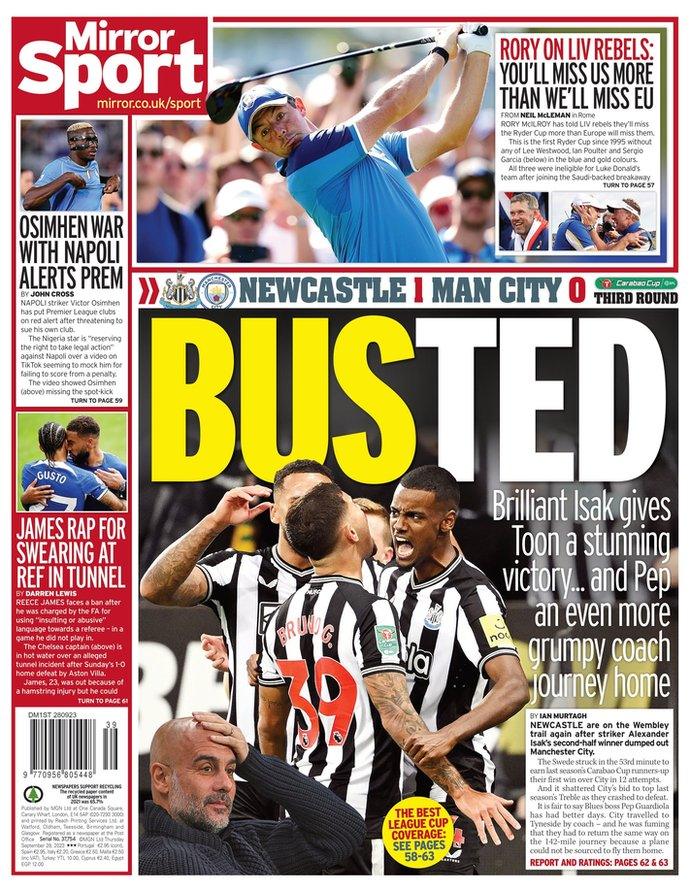 Thursday 28 September back pages - BBC Sport