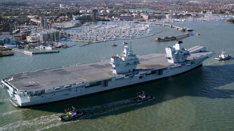 HMS Prince of Wales departs from Portsmouth on major deployment - BBC News