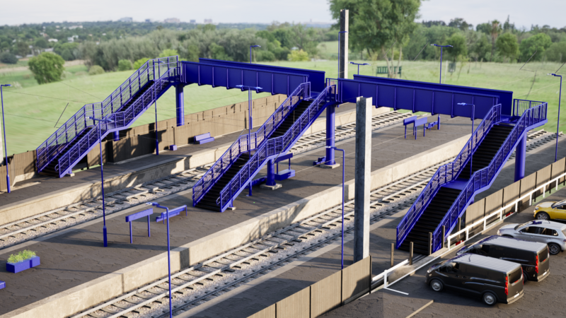 New footbridge installed at Harlington railway station - BBC News