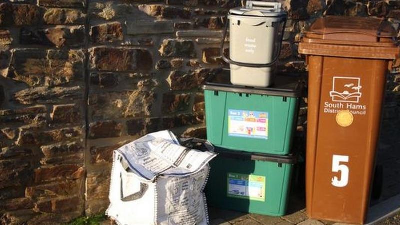 South Hams introduces new recycling bin collection service - BBC News