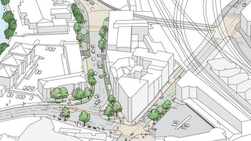 New plans for busy gyratory outside Shrewsbury station - BBC News
