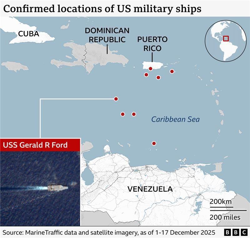 Where are US military planes and ships stationed near Venezuela? - BBC News