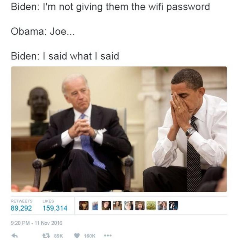Biden and Obama memes: Jokes on Trump imagined - BBC News