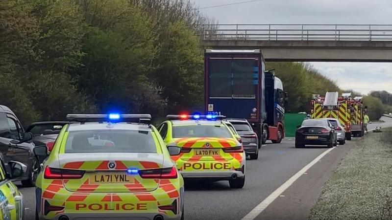 A50 crash: Two men dead after car hits bridge pillar - BBC News