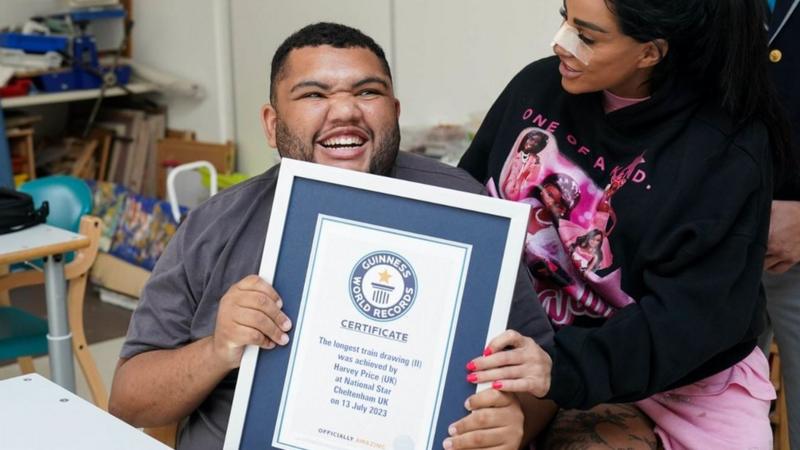 Harvey Price sets new Guinness world record with train drawing - BBC News
