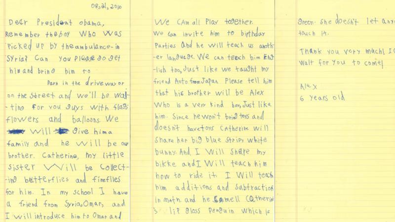 US boy offers home to Syrian refugee in letter to Obama - BBC News