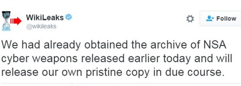 Hackers auction files 'stolen from NSA' - BBC News