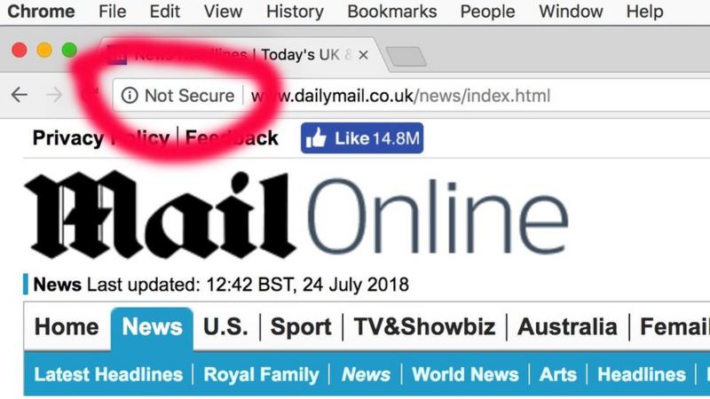 Chrome browser flags Daily Mail and other sites as 'not secure' - BBC News