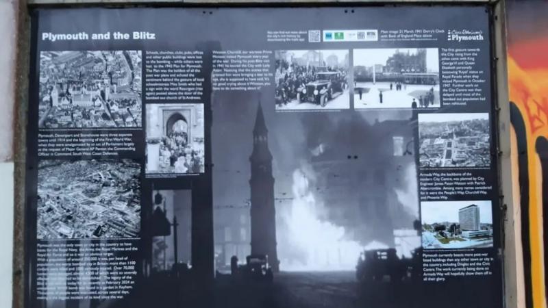 Plymouth WW2 street art sign marks worst bombing raids - BBC News