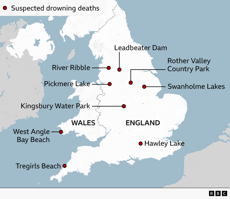 Water safety warning after nine people die during heatwave - BBC News