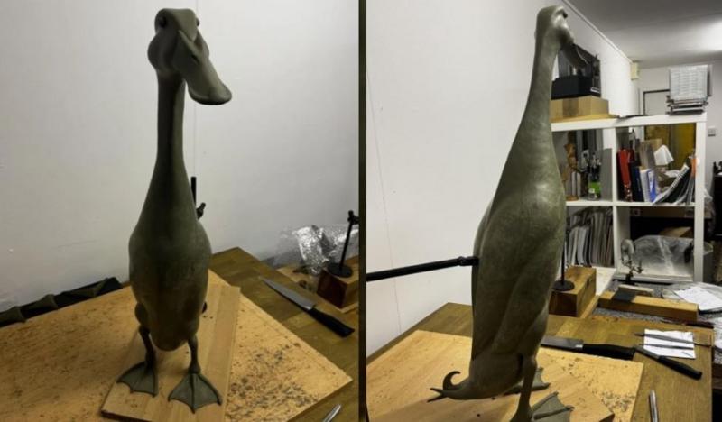 Long Boi: Statue of missing York duck unveiled live on BBC Radio 1 ...