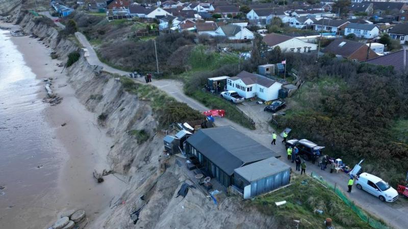 Hemsby: Clifftop road collapses due to coastal erosion - BBC News