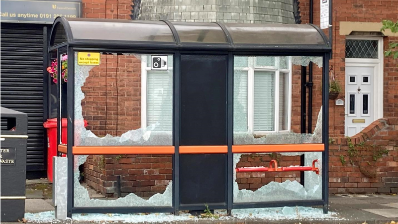 At least 17 North Shields and Wallsend bus stops smashed - BBC News