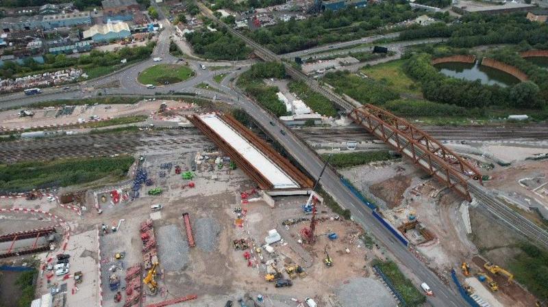 Huge HS2 bridged wheeled into place in Saltley - BBC News