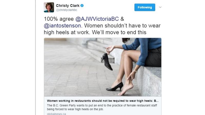 British Columbia ends high heel dress code requirements - BBC News